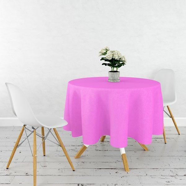 Toalha de Mesa Redonda 6 Lugares Azul Oxford Rosa - 1,60 | MadeiraMadeira