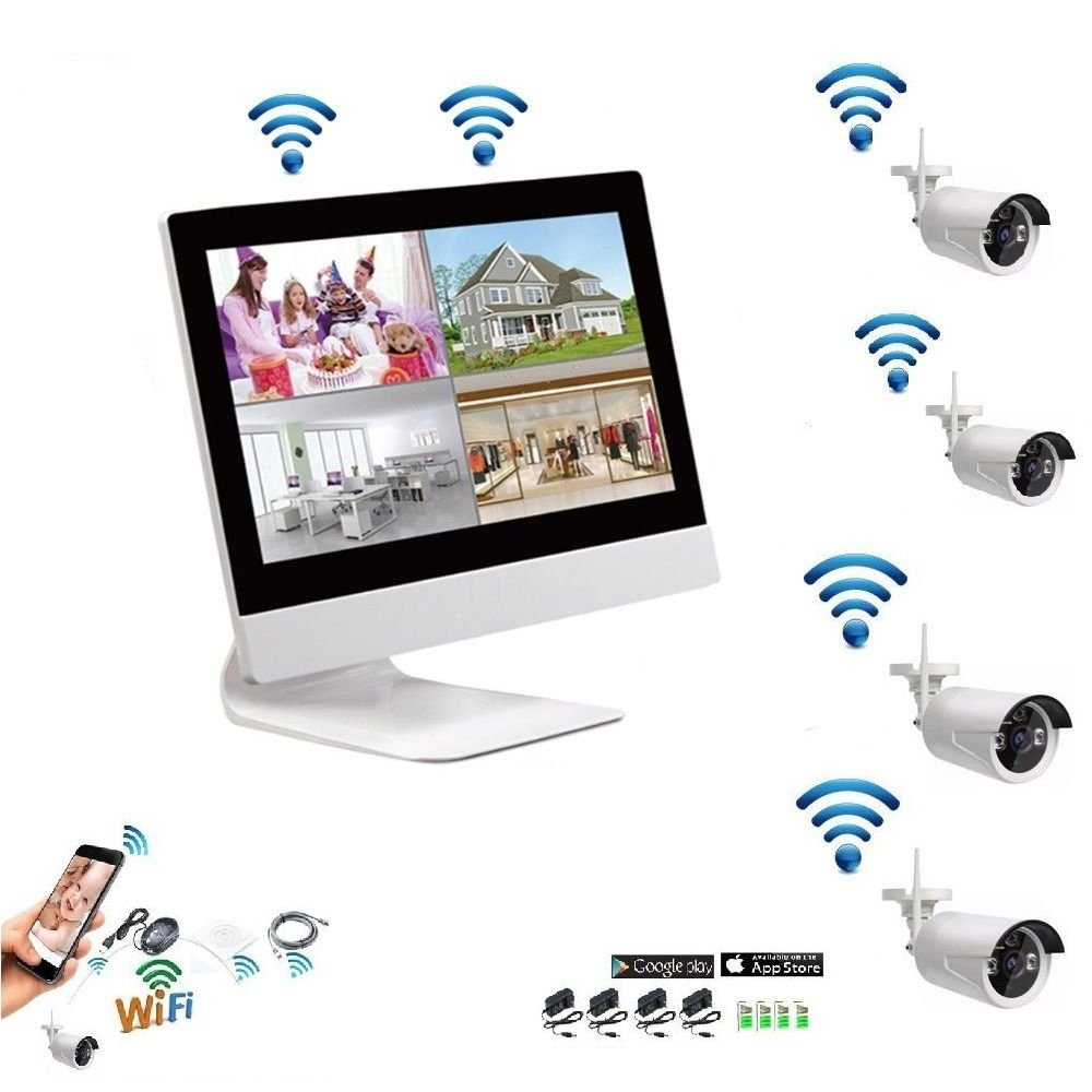 Dvr Com Monitor Câmera Sem Fio HD Wireless Kit 4 Câmeras Stand Alone ...