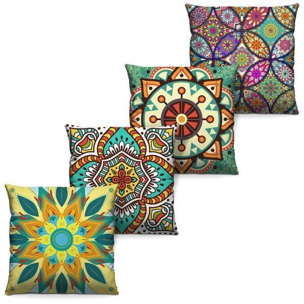 Kit 4 Capas de Almofada Estampa Digital Mandala 07 | MadeiraMadeira