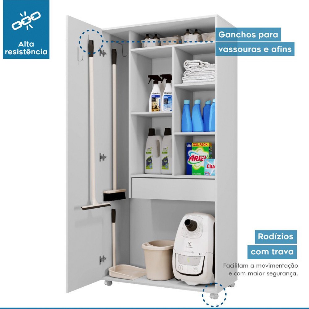 Armário Multiuso Nápoles (Prisma) 2 Portas, escala De Brilho Fosco ...