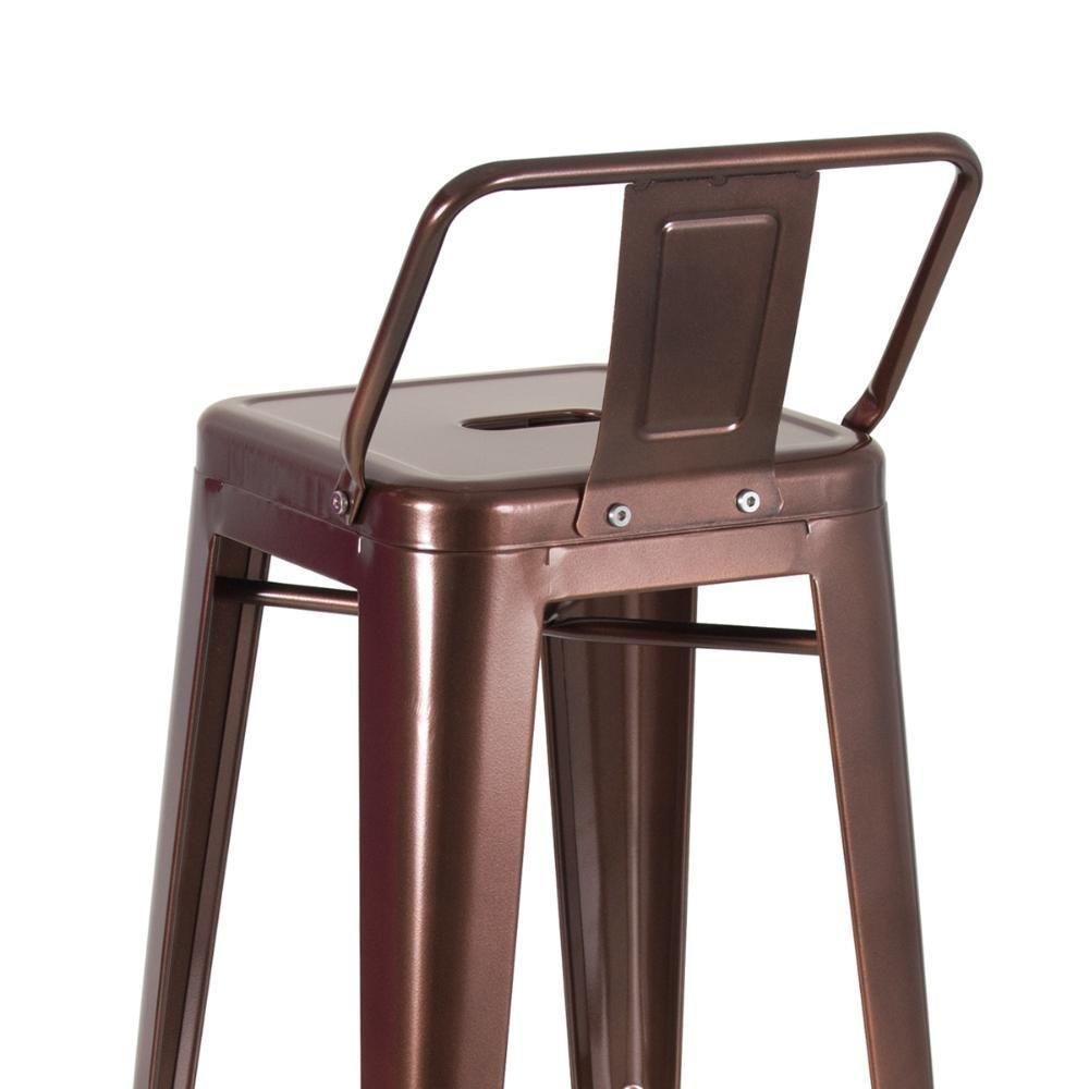 Kit 4 Banquetas Altas Iron Tolix Com Encosto 76 Cm Bronze | MadeiraMadeira