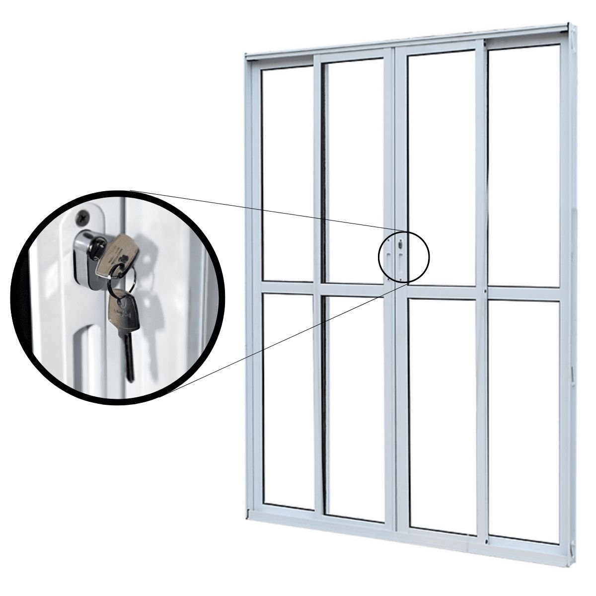 Porta de Sacada de Correr de Alumínio Branco 4 Folhas Atlântica Magnum ...