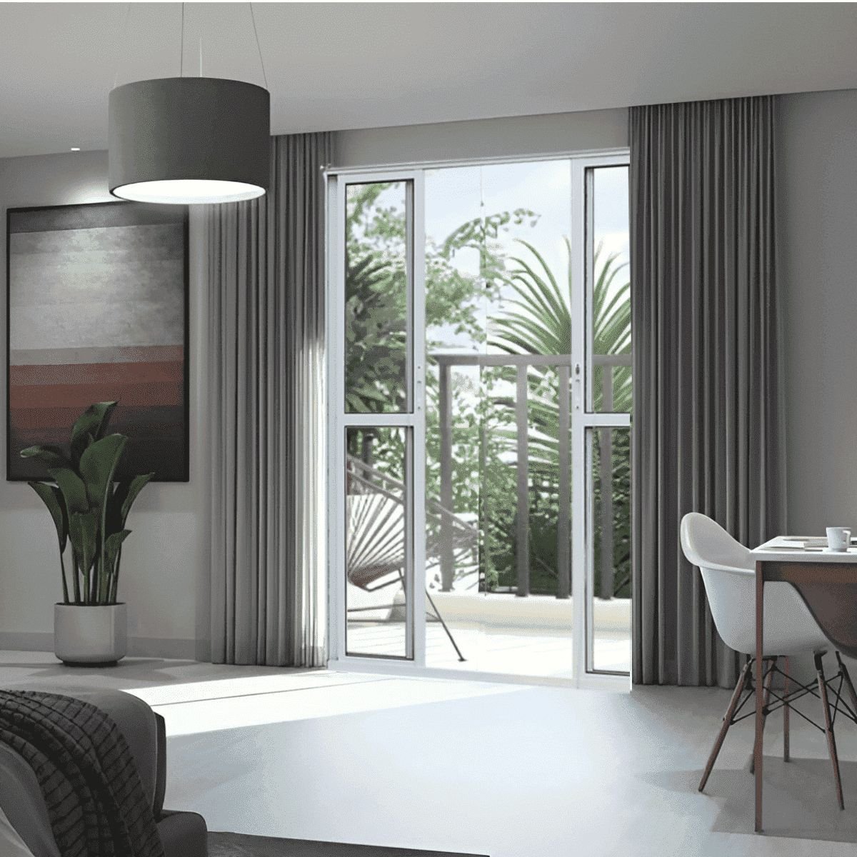 Porta de Sacada de Correr de Alumínio Branco 4 Folhas Atlântica Magnum ...