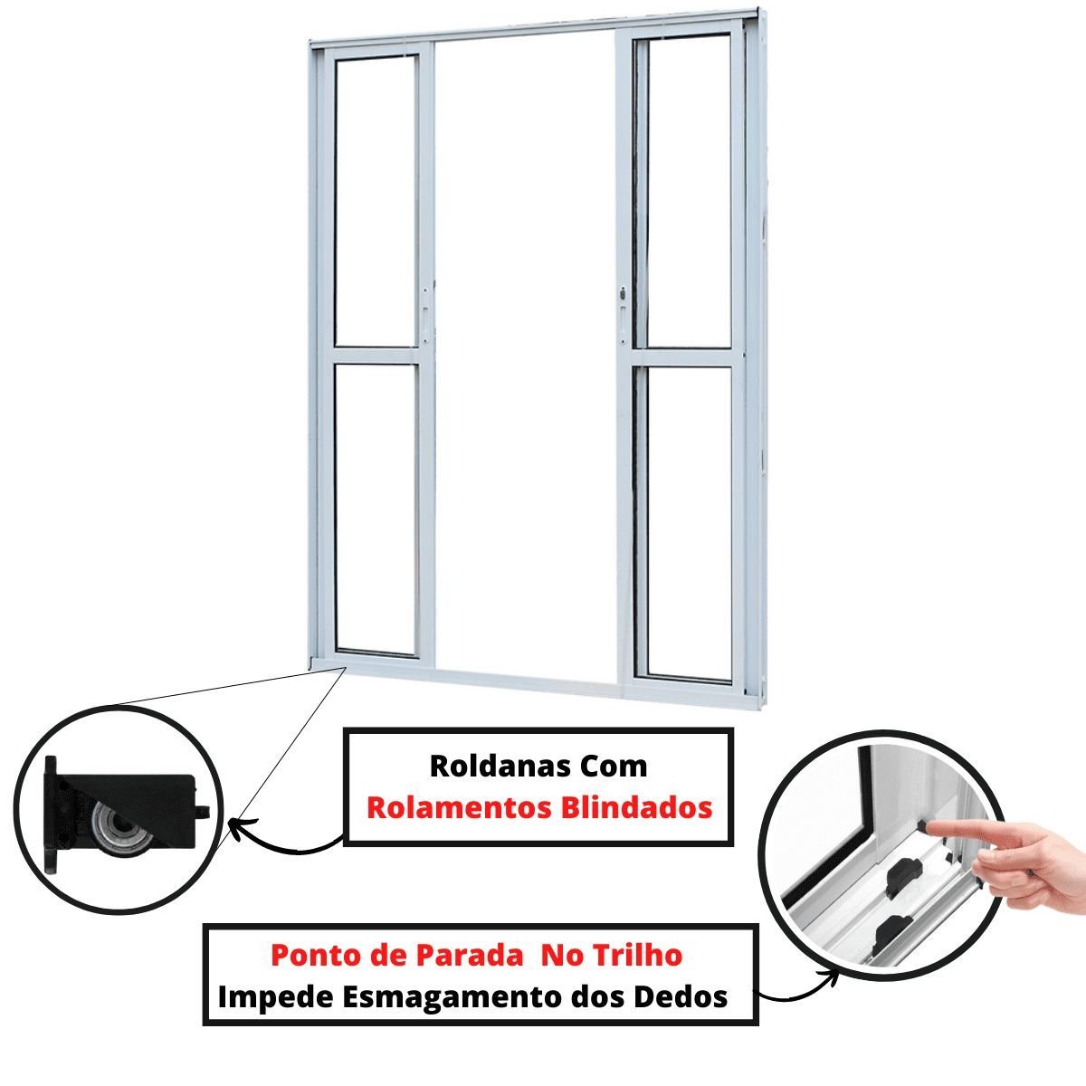 Porta de Sacada de Correr de Alumínio Branco 4 Folhas Atlântica Magnum ...