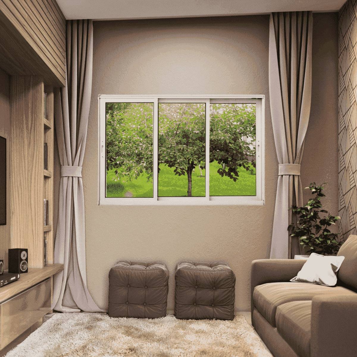 Janela de Alumínio Vitro de Correr 3 Folhas Linha Magnum Atlântica A=1,20m x L=1,50m ...