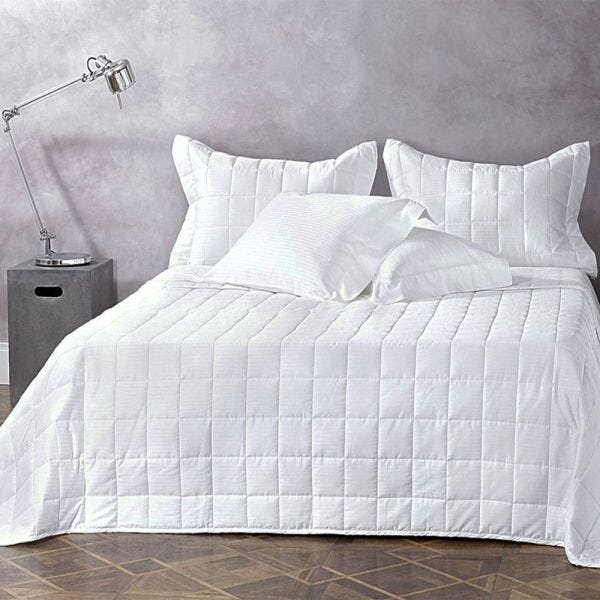 Colcha Buddemeyer King 300 fios Damask Stripes - Branco | MadeiraMadeira