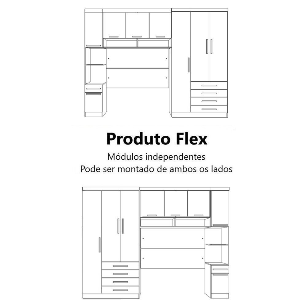 Guarda Roupa Dormitório Modulado Alpes Casal 1,58 m Queen - Roupeiro Luciane M04:Verde ...