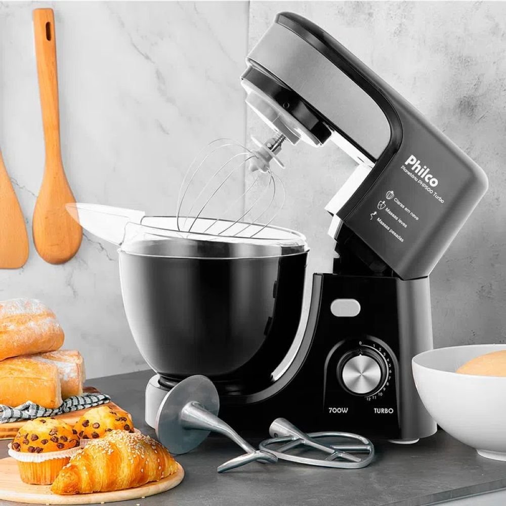 Batedeira Planetária Turbo Php500 127v Preta - Philco | MadeiraMadeira