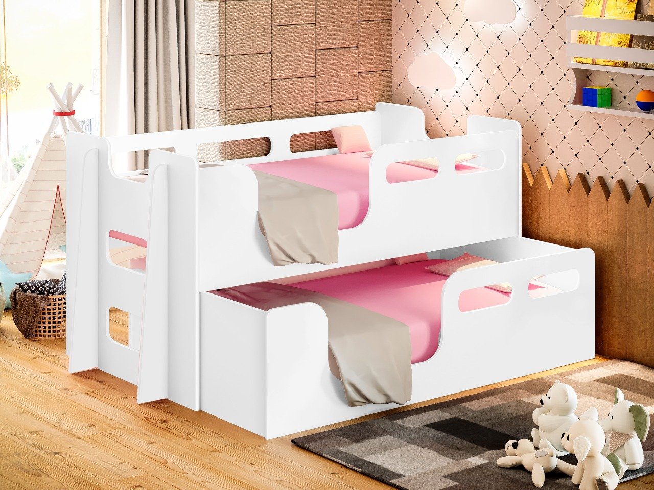 Beliche Infantil Montessori Planet Baby cor: Branco | MadeiraMadeira