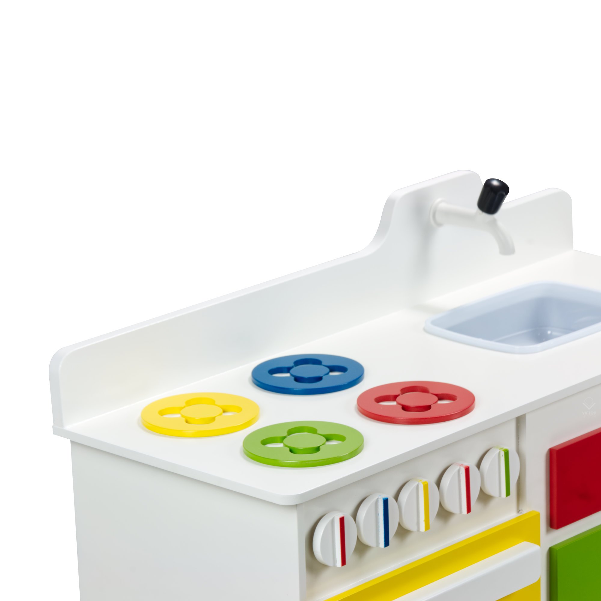 Balcão com Pia Infantil com Fogão de Madeira Colorido | MadeiraMadeira