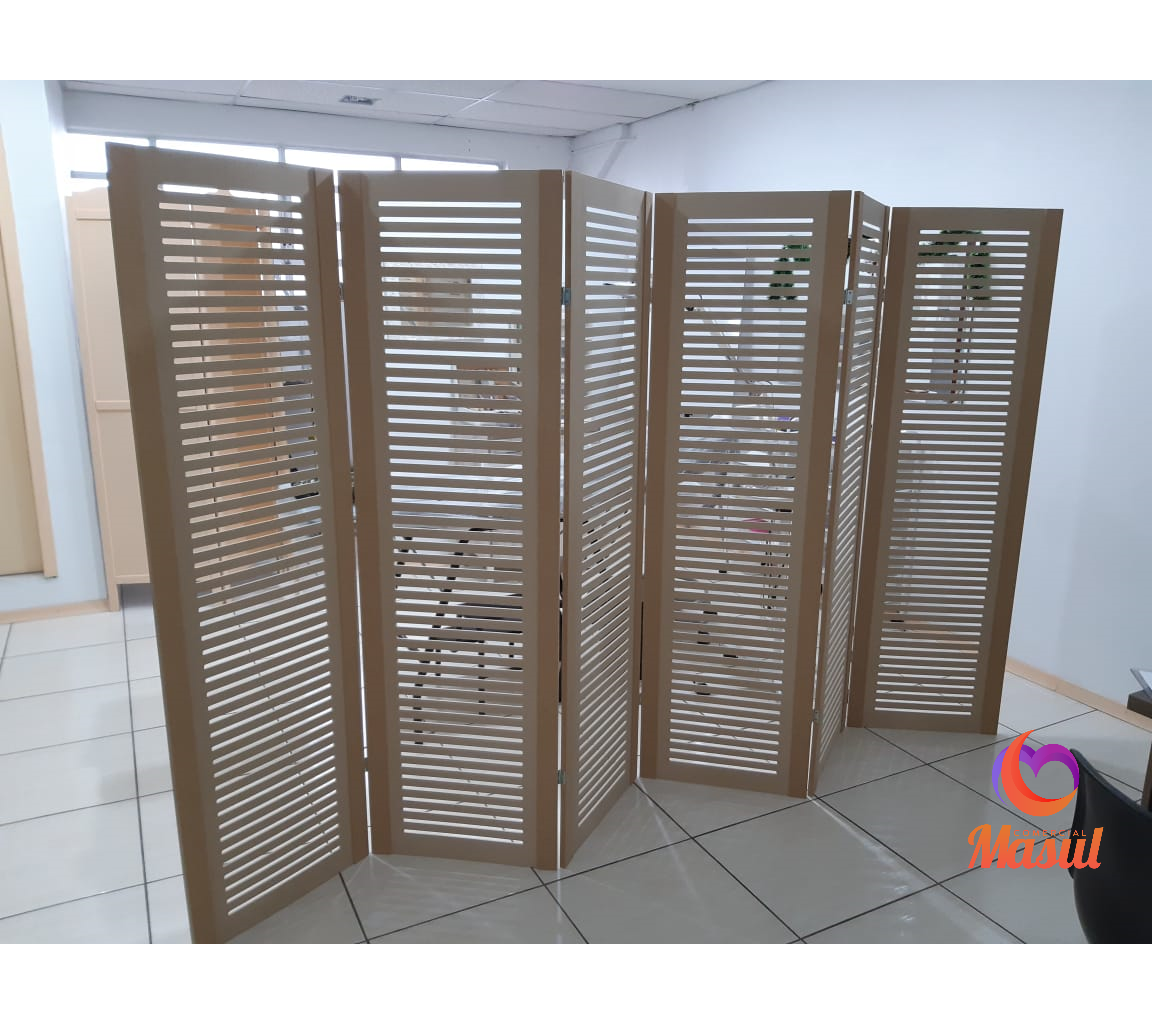 Biombo Divisor De Ambiente Ripado - 6 Folhas - Low Cost | MadeiraMadeira