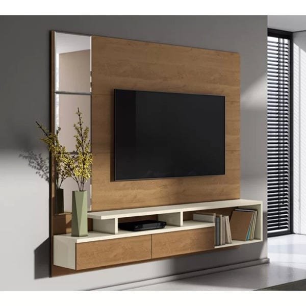 Painel para TV 58 Polegadas com Espelho Nature Off White 2001103 Mobler ...
