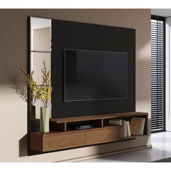 Painel para TV 58 Polegadas com Espelho Preto Nature 2001103 Mobler ...