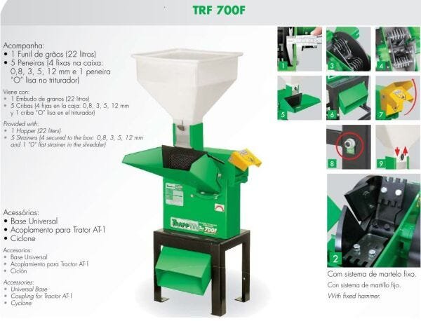 Triturador Forrageiro Trifásico 7,5Cv com Base Trapp Trf 700F - 220/380V | MadeiraMadeira