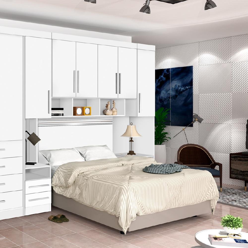 Guarda-Roupas Modulado Georgia JA Branco Para Cama Box 1,58M Queen ...