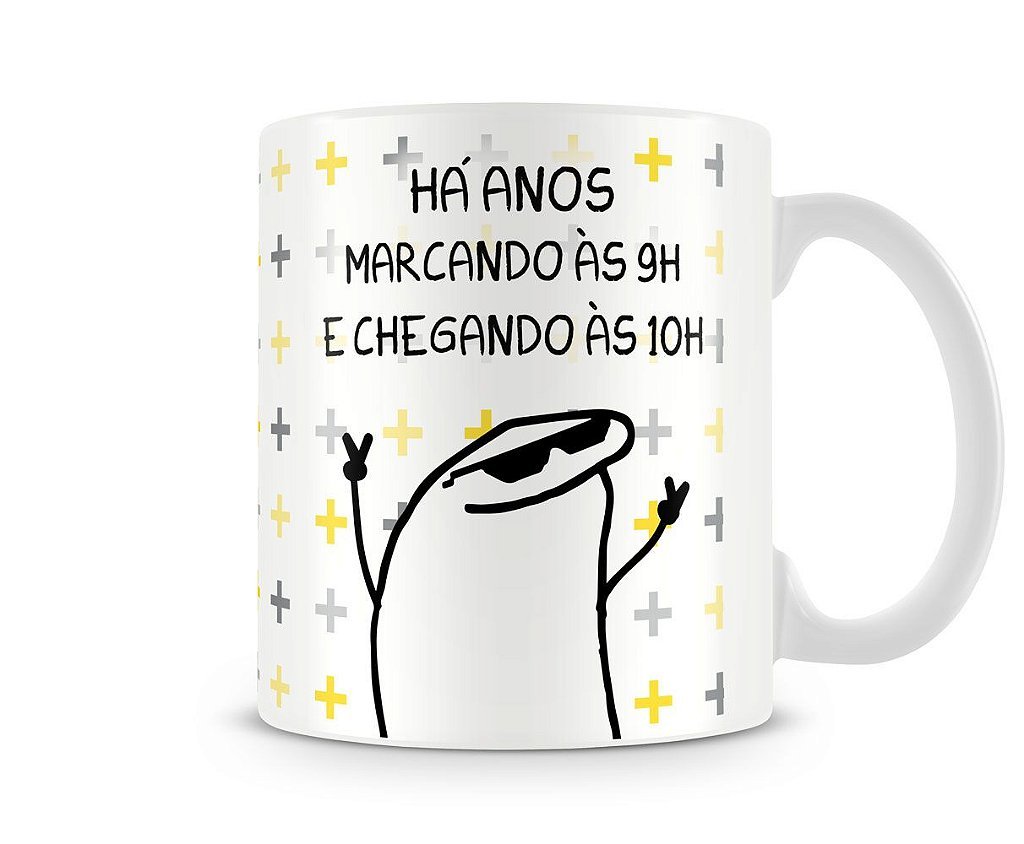 Caneca meme flork há anos atrasado | MadeiraMadeira