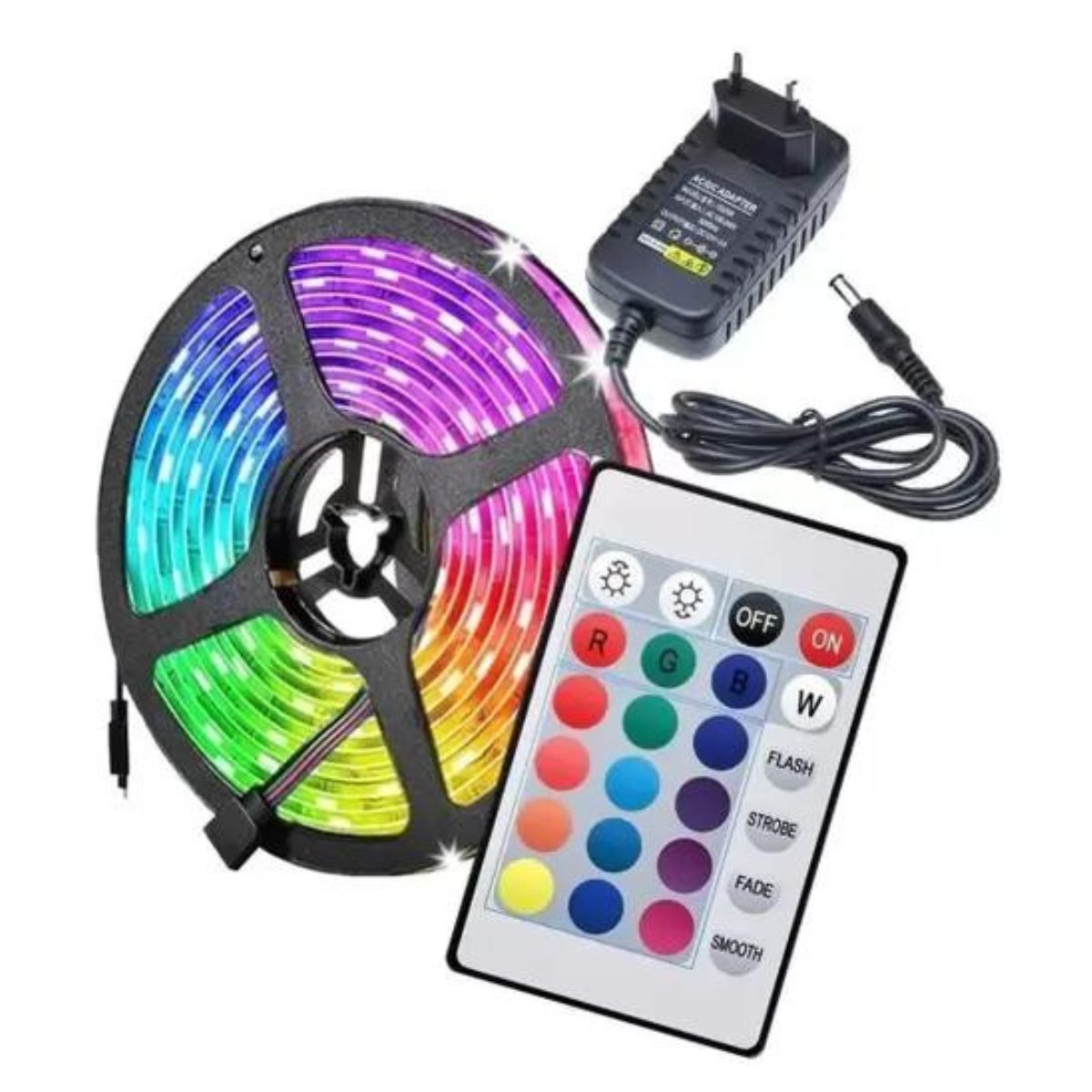 Kit Fita Led Rgb 5050 Rolo 5m Com Fonte E Controle Econômica | MadeiraMadeira