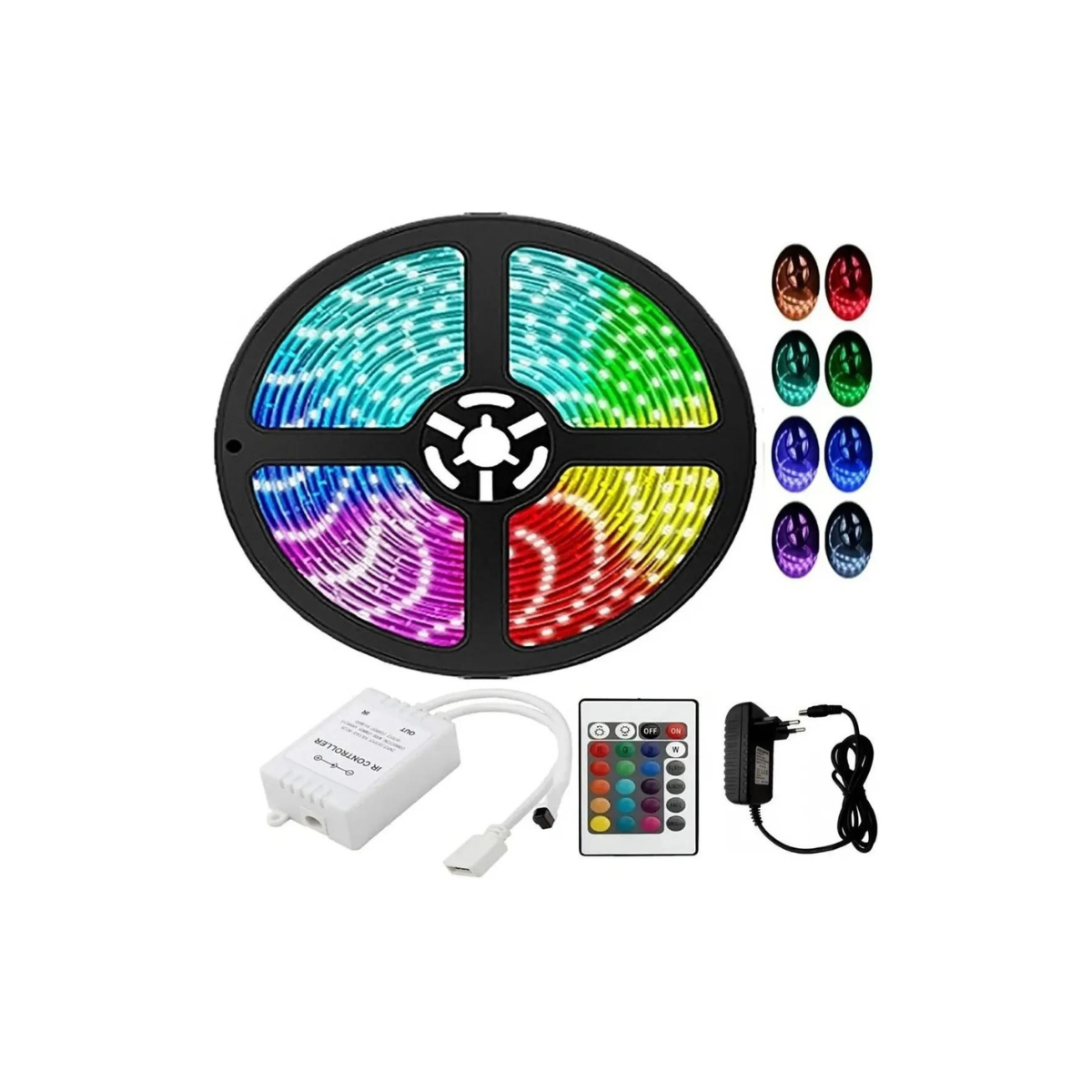 Kit Fita Led Rgb 5050 Rolo 5m Com Fonte E Controle Econômica ...
