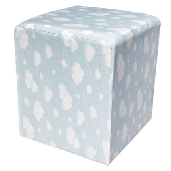 Puff Decorativo Dado Quadrado Estampado Nuvem Azul D46 | MadeiraMadeira