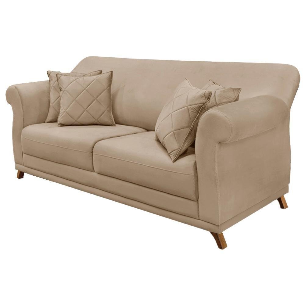 Sofa 3 Lugares Retro Polo 200cm com Almofada Suede 1101 Ezz 1101 ...