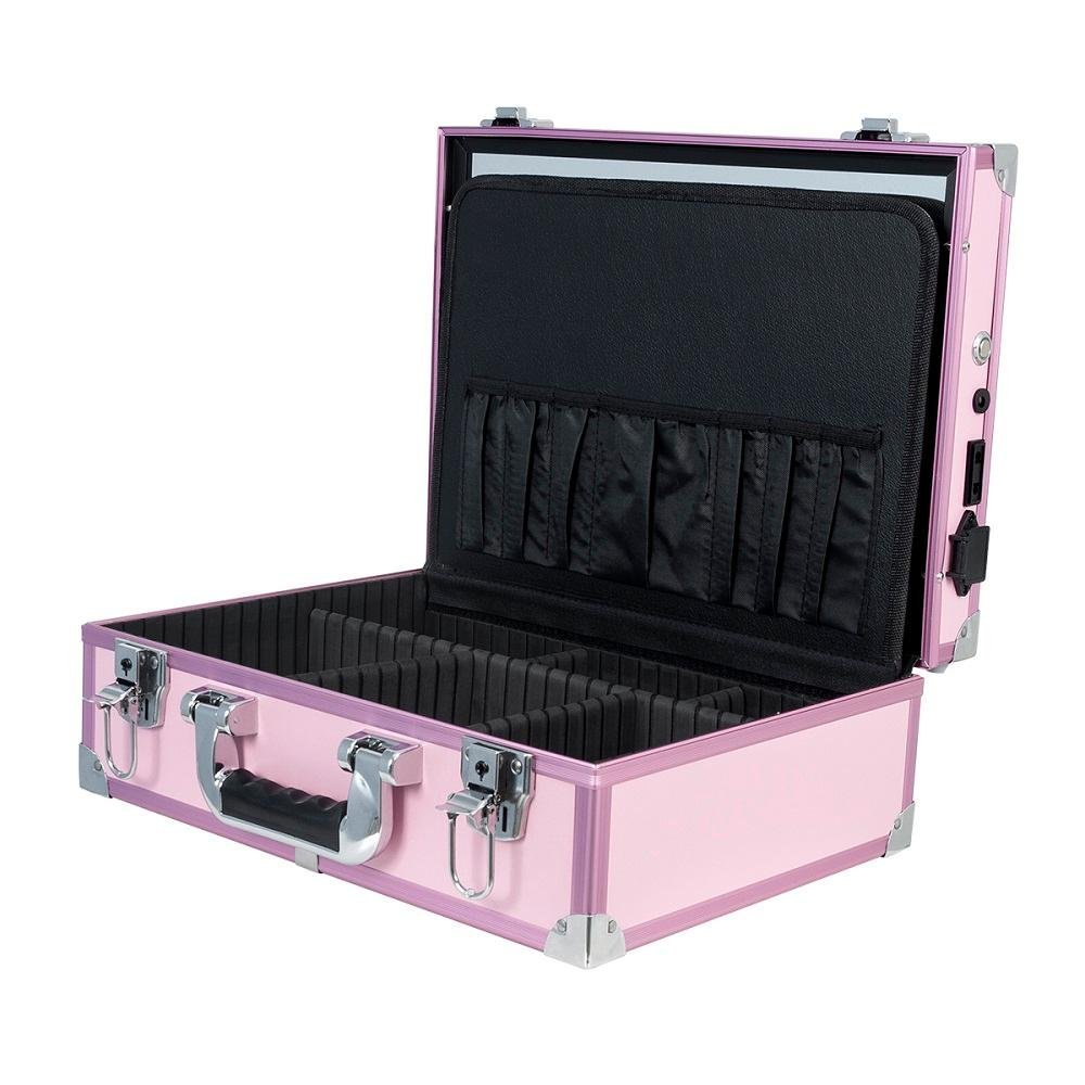 Maleta Maquiagem Camarim LED Alumínio ABS PEL-M1034 Rosa | MadeiraMadeira