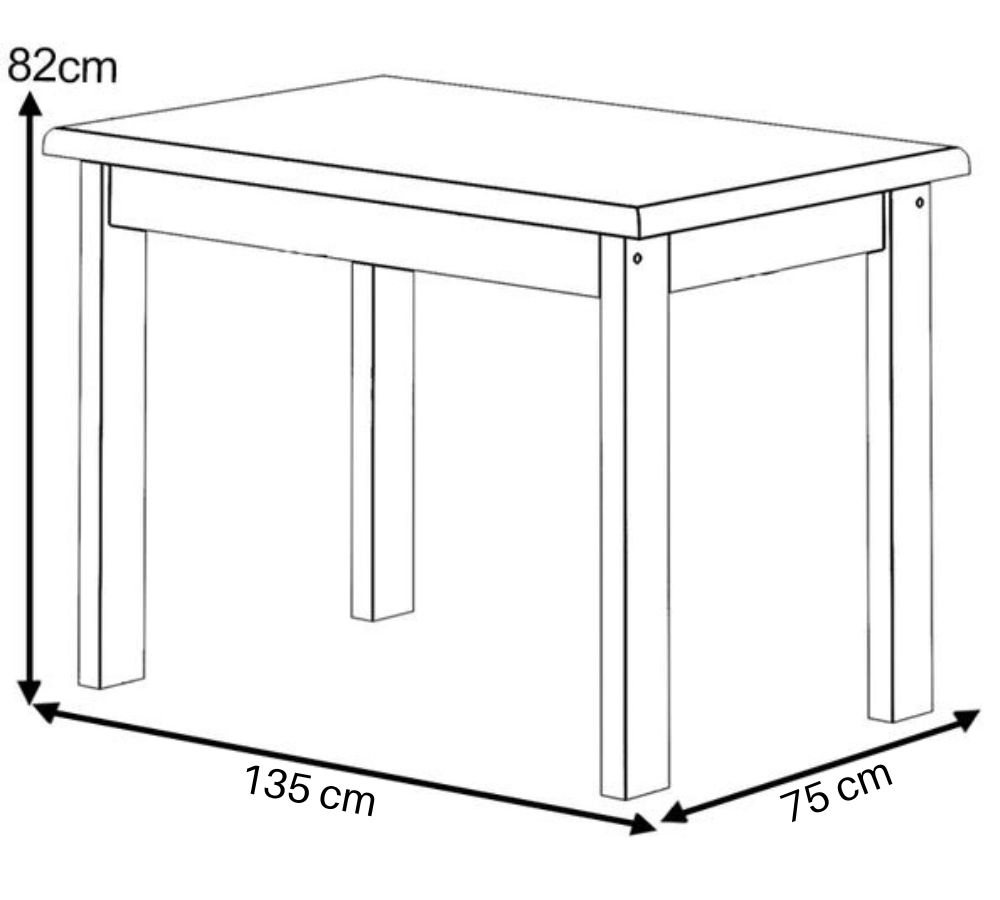 Mesa Com 6 Cadeiras de Madeira Maciça 135x75 Safira Mel | MadeiraMadeira