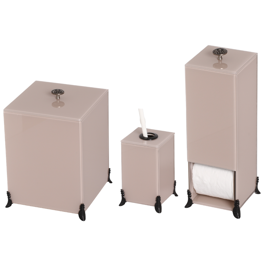 KIT LAVABO BANHEIRO LUXO VIDRO 3 PEÇAS: CAPPUCCINO PRETO | MadeiraMadeira