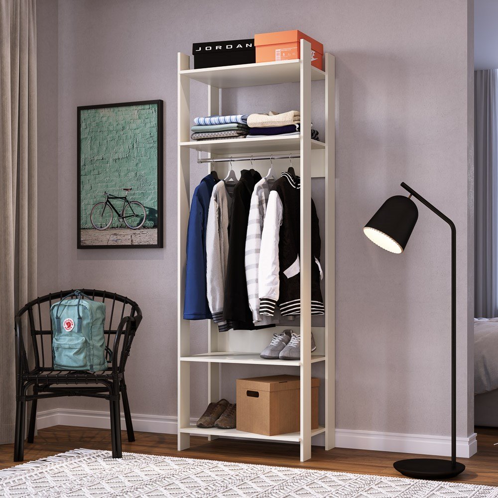 Guarda Roupa Closet Aberto 4 Prateleiras CLA1000 Off White - Completa ...