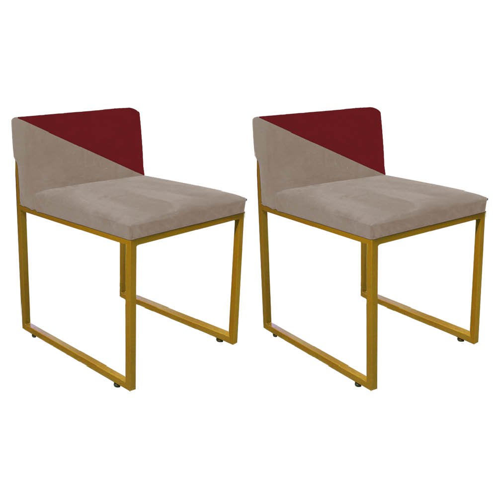 Kit 02 Cadeira Office Lee Duo Sala de Jantar Industrial Ferro Dourado ...