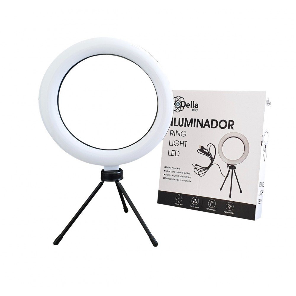 Aro Ring Light Led Mesa Iluminador Pequena Tripé 6 Polegadas 16cm ...