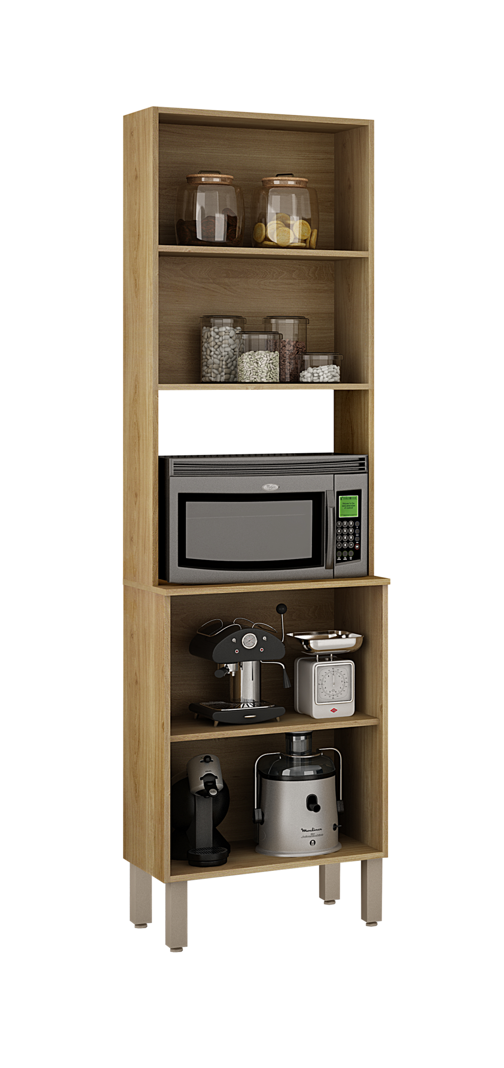 Torre Quente Valencia 2 Portas 2 Prateleiras Salleto Carvalho/Grafite ...