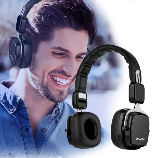 A750Bl Awei - Fone de Ouvido Dobrável com Bluetooth e Microfone ...