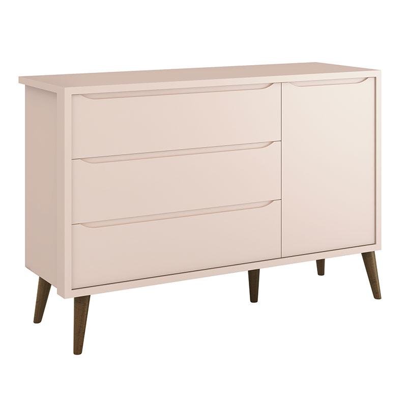 Berço Americano e Cômoda Infantil Theo Rosa Pés Amadeirados com Colchão ...