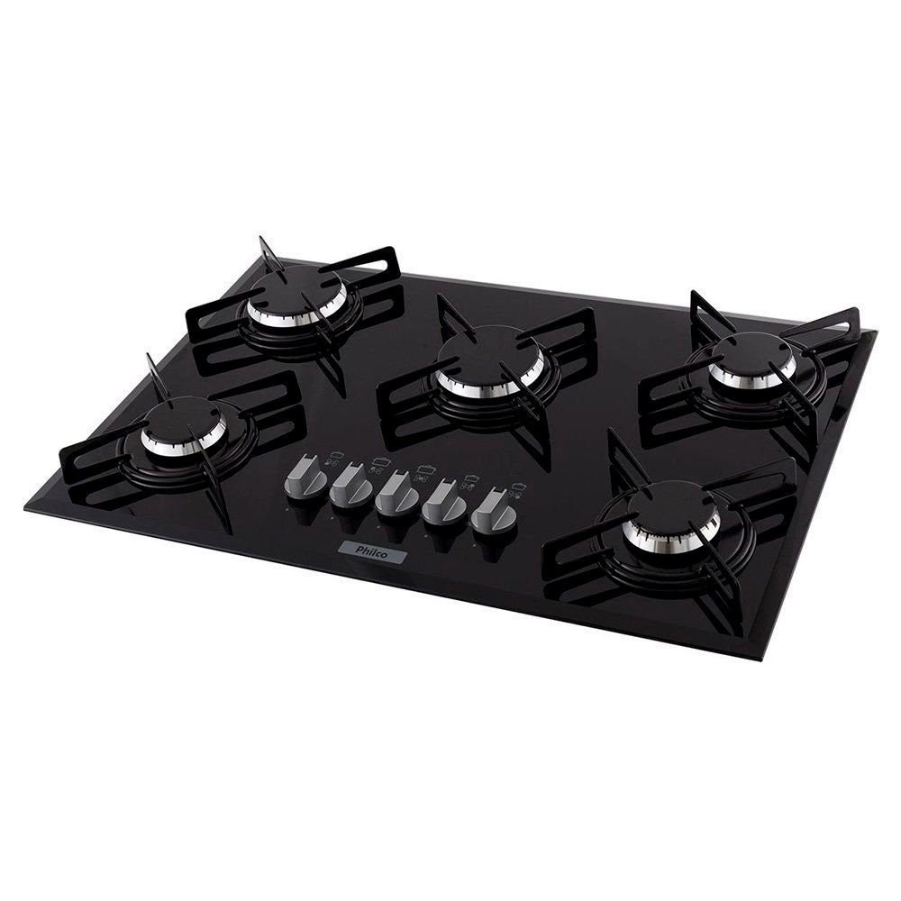 Cooktop a Gás Philco Cook Chef com 5 Bocas Preto Bivolt | MadeiraMadeira
