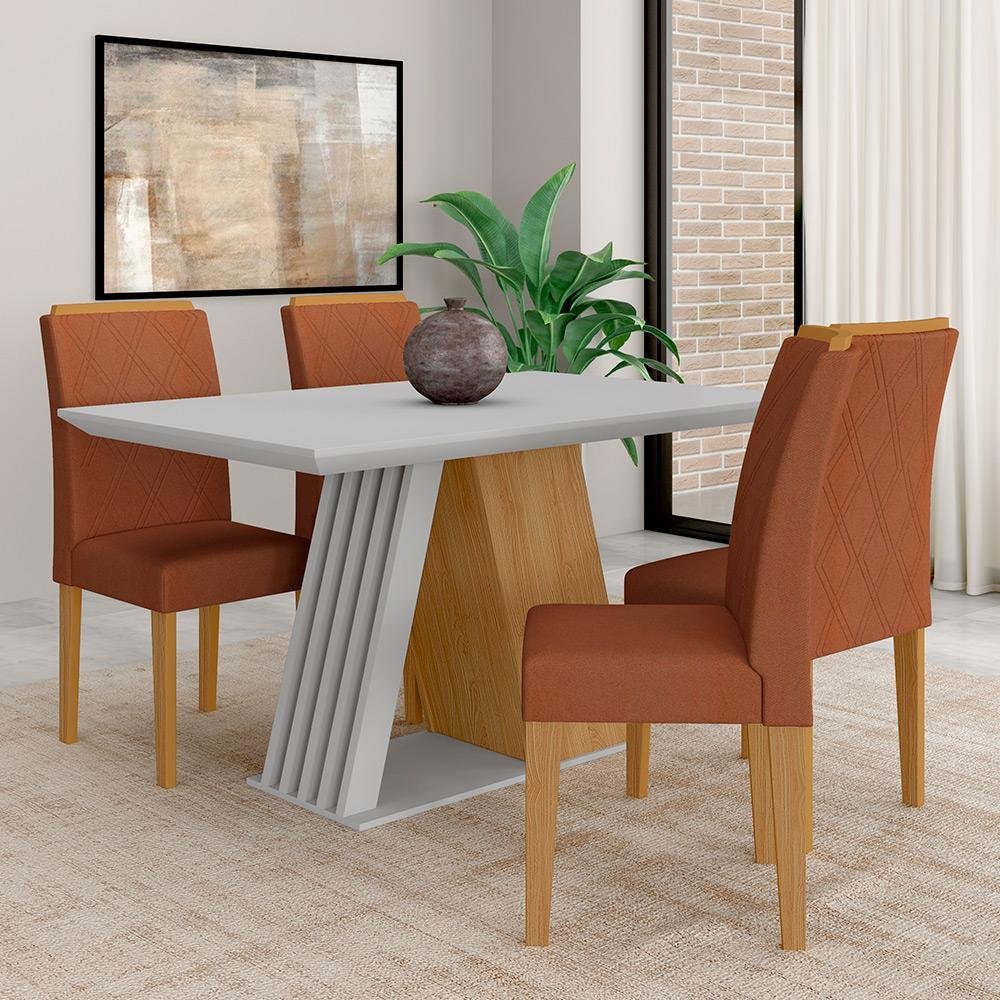 Mesa De Jantar 4 Cadeiras Sícilia Cinamo/off Whi/terrac - M. Arapongas Cinamomo/off White ...