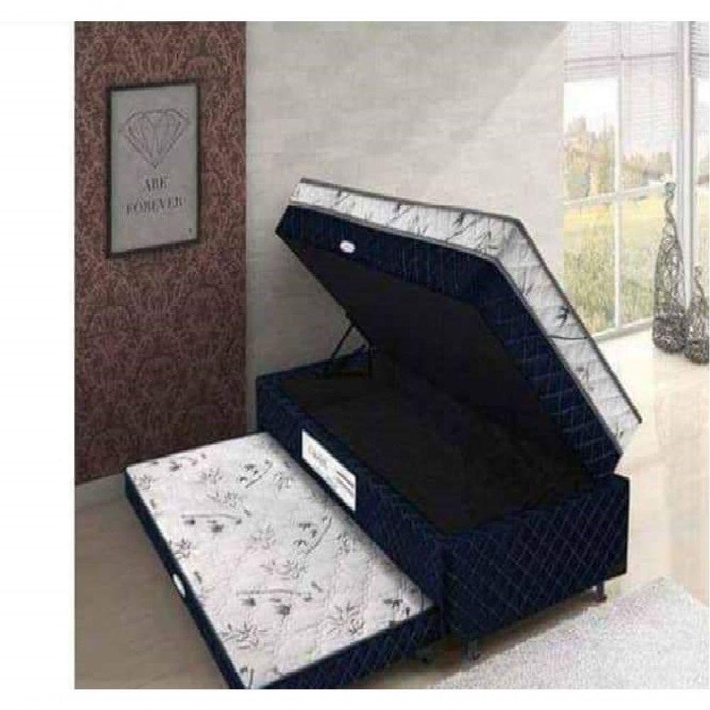 Bibox Solteiro Com Espuma D28, Baú E Auxiliar - Azul | MadeiraMadeira