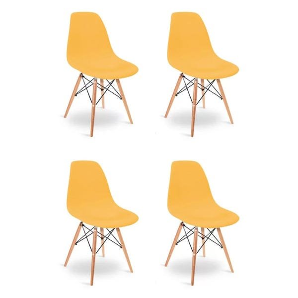 Kit 4 Cadeiras Eiffel Eames Base Madeira Sala de Jantar Amarelo ...