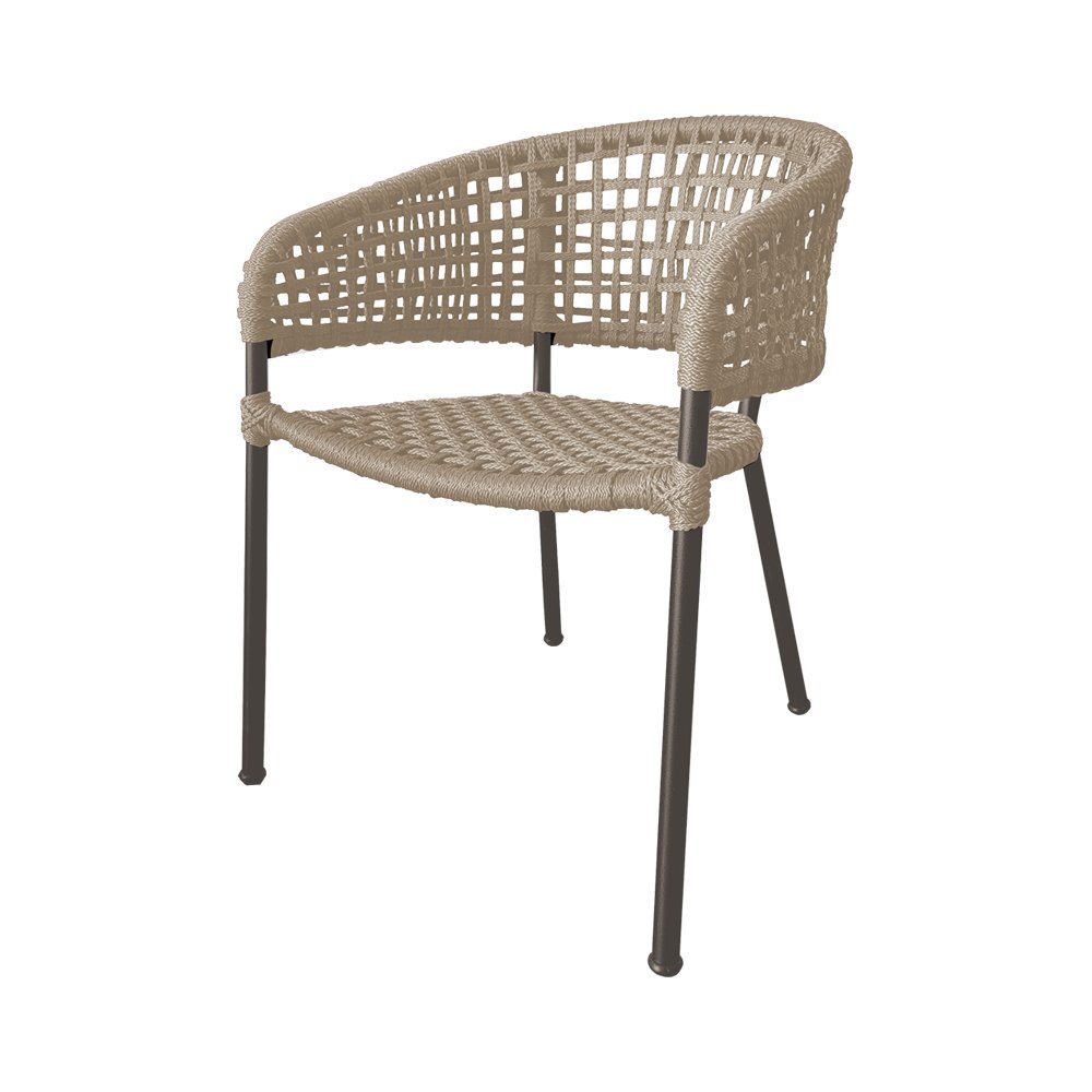 Kit 4 Cadeiras de Jantar em Corda Naútica Champanhe Sol Base Aluminio ...