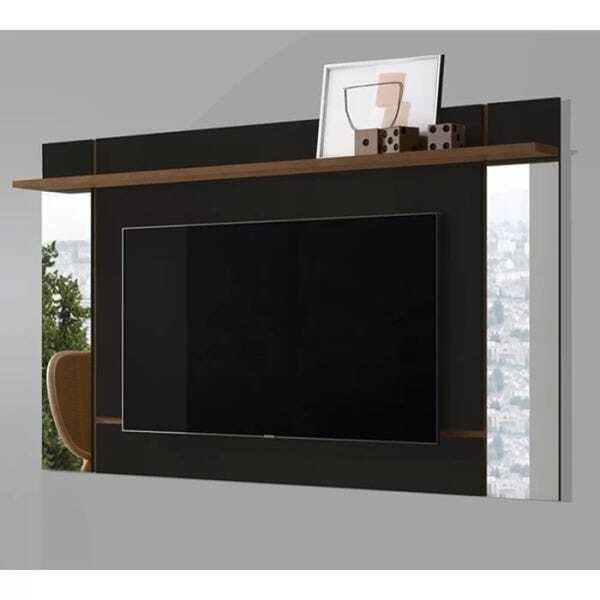 Painel para TV 65 Polegadas com Espelhos Preto Nature 4004038 Mobler ...