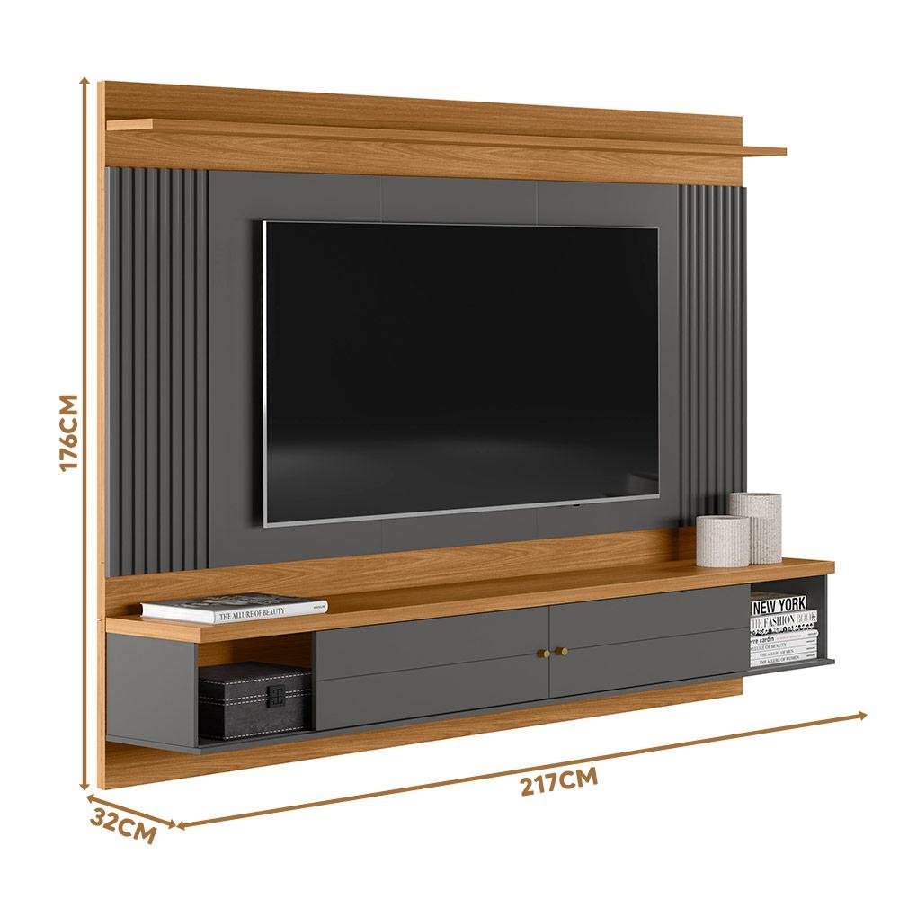 Painel Para Tv 75 Polegadas Suspenso Nature Chumbo Shop Jm | MadeiraMadeira