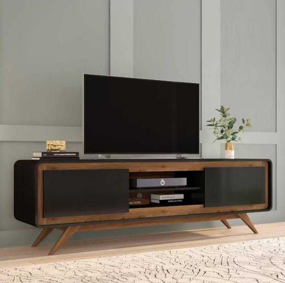 Rack Bancada 100% MDF Channel FabriMóveis - Nature / Preto | MadeiraMadeira