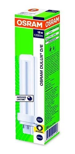 Osram - Lâmpada Fluorescente Dulux D/E 18W 840 Branco Neutro 4 Pinos G24q-2 | MadeiraMadeira