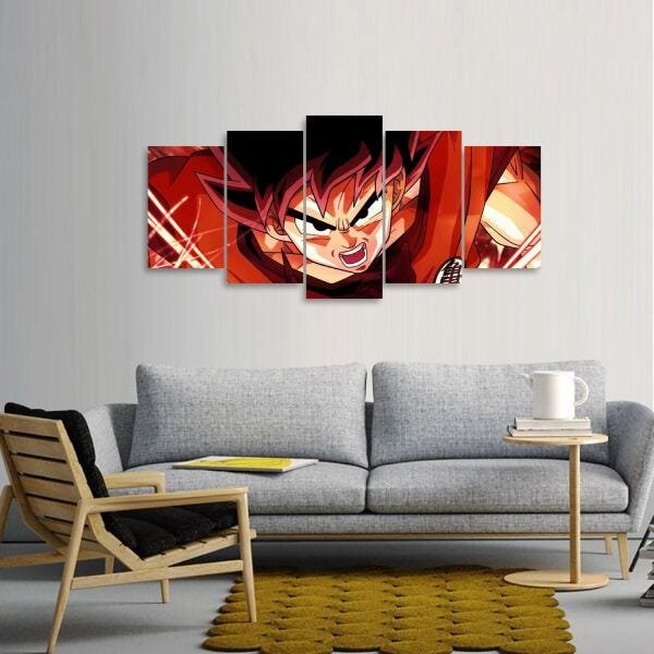 Quadro Goku Kaioken Dragon Ball decorativo 125x60 | MadeiraMadeira