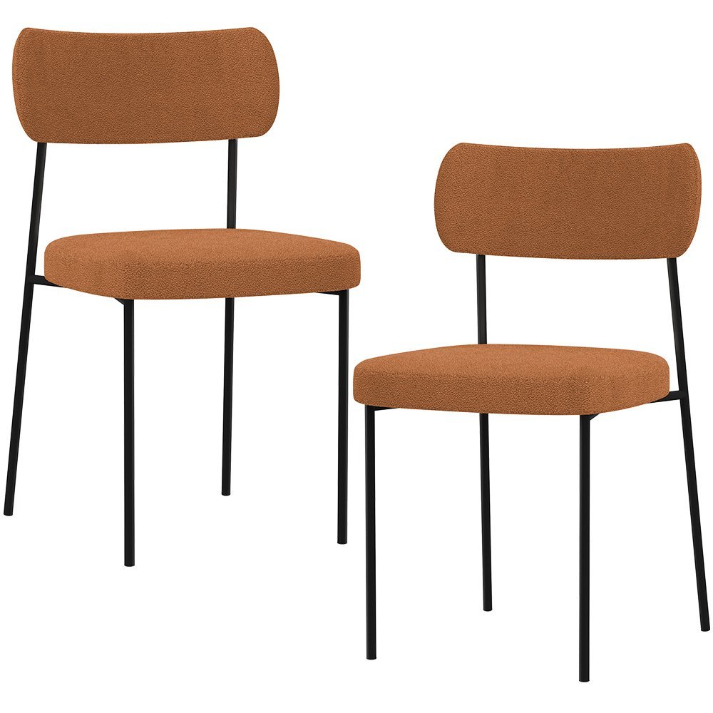 Kit 02 Cadeiras Estofadas para Sala de Jantar Melina L02 Bouclê Terracota - Lyam Decor ...