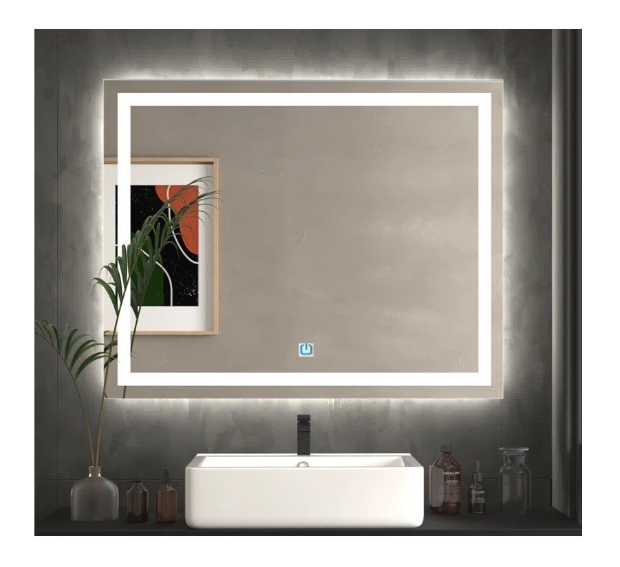 Espelho Jateado Iluminado com Led Frio e Touch 70x60cm Horizontal ...