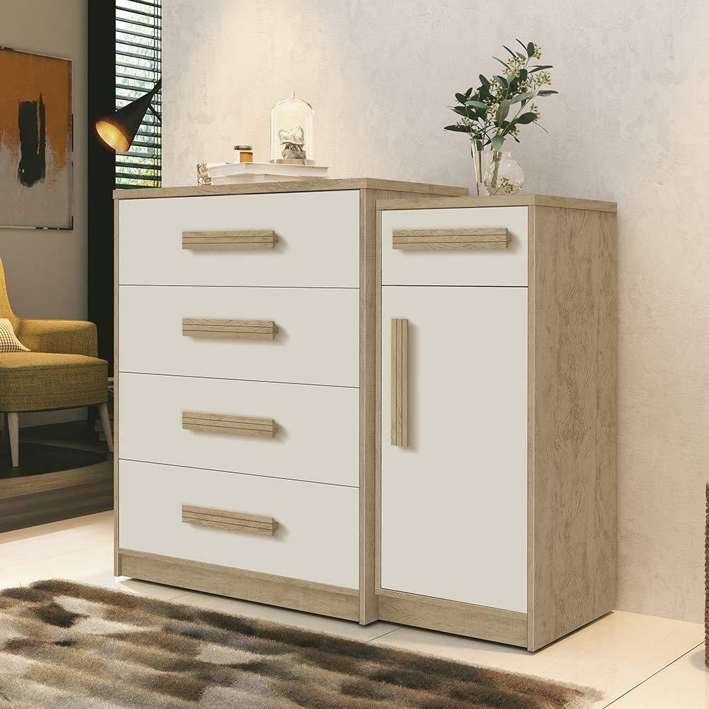 Cômoda MDF Elis Teca Off White Fênix | MadeiraMadeira
