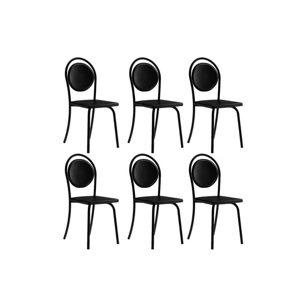 Cadeira de Cozinha 1738 Kit 6 Uni Preto Courano Preto | MadeiraMadeira