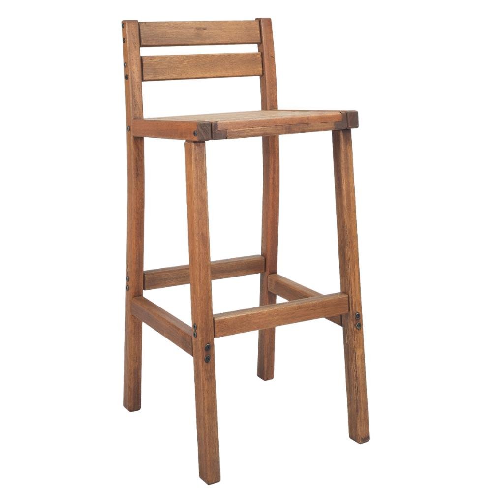 Banqueta Alta Rústica de Madeira Maciça - Natural | MadeiraMadeira