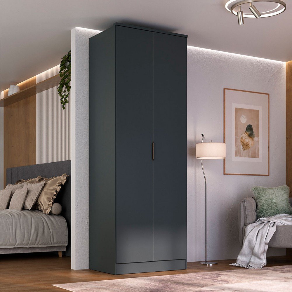 Guarda-roupa Solteiro Ravi 2 Portas 2 Gavetas 100% Mdf Grafitto - Mambel | MadeiraMadeira