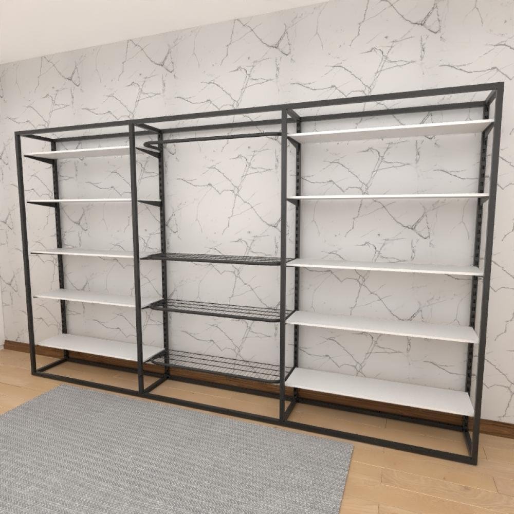 Arara closet, estilo industrial, guarda roupas aberto com 37 peças ...